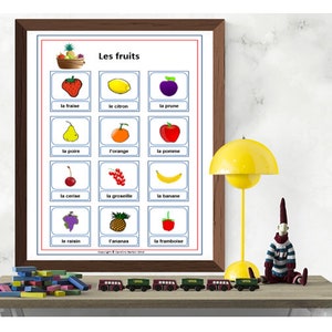 FRENCH KIDS LEARNING Fruit Words School Poster/language Teacher ...