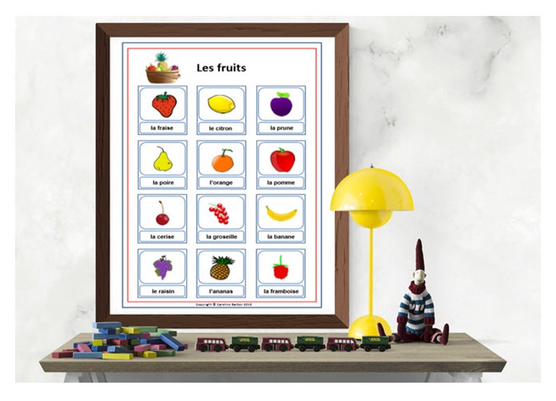 FRENCH KIDS LEARNING Fruit Words School Poster/language Teacher ...