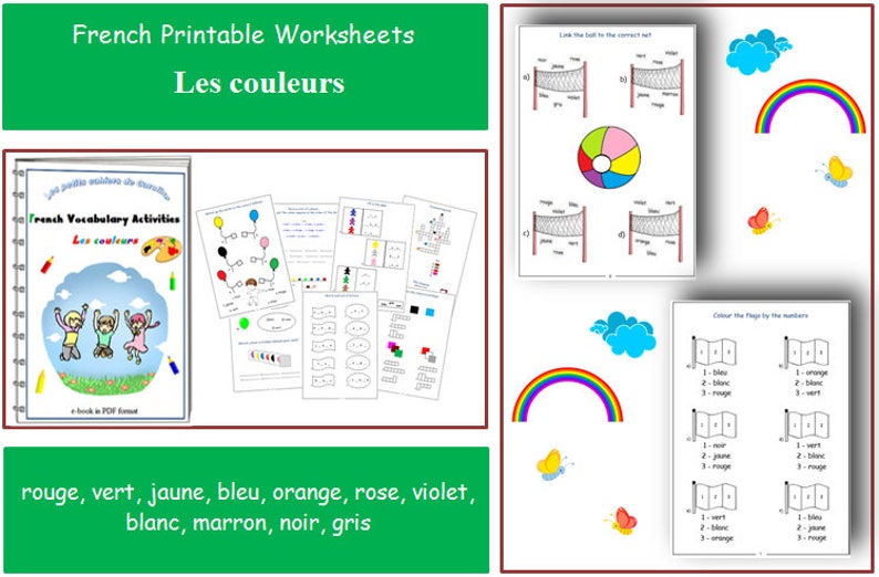 Learning French Colours With Teacher Worksheets / French for Kids ...
