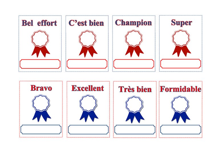 INSTANT DOWNLOAD - Printable FRENCH Language Awards-student Reward ...