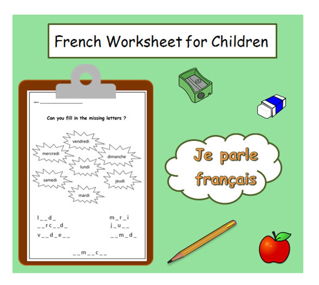 FRENCH CLASSROOM PRINTABLE the Days of the Week / Filling the Gaps ...
