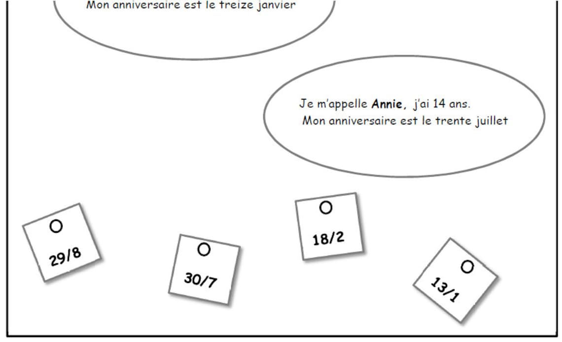 SCHOOL WORKSHEET to Learn Birthday Dates in FRENCH / Activity School ...