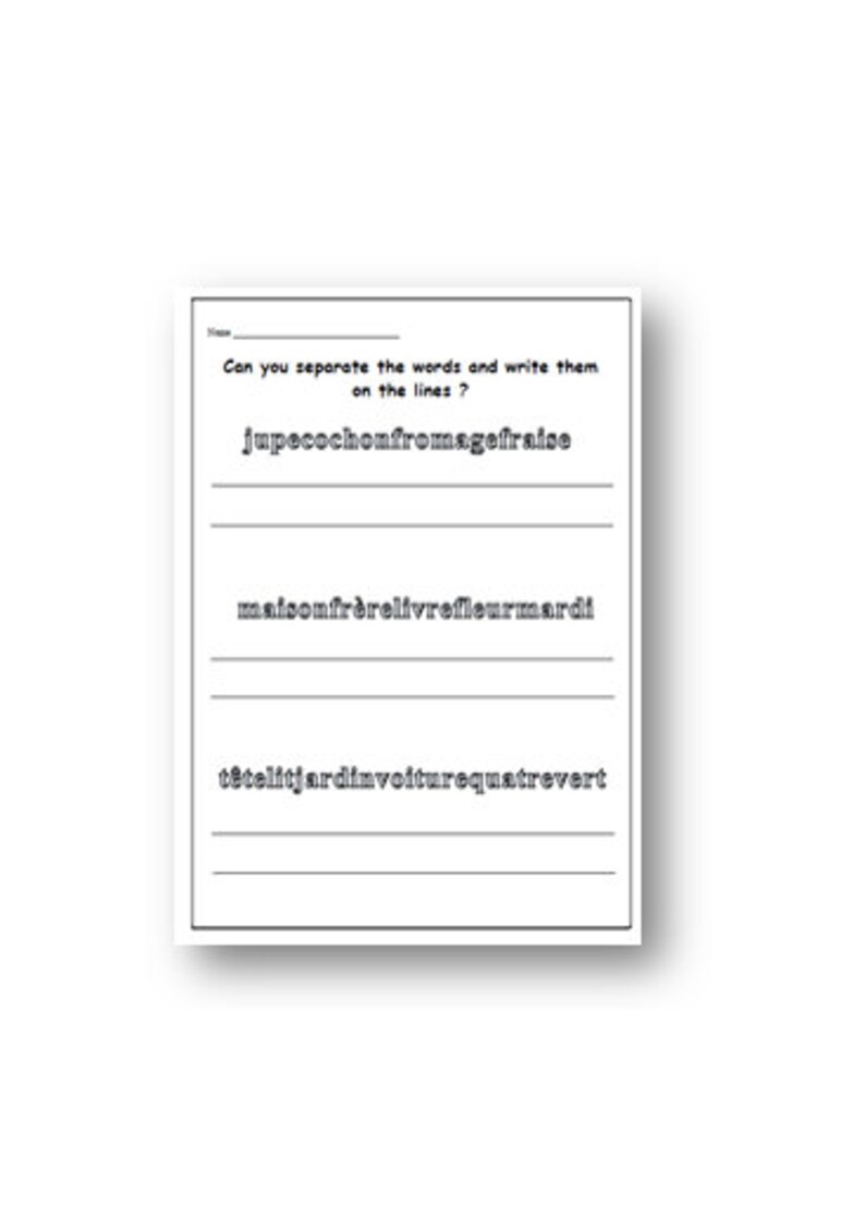 FRENCH PRINTABLE Language Activity Worksheet / Basic Words Teachers ...