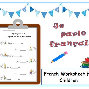 Say Your Age FRENCH Worksheet,simple Writing Exercise to Help Children ...