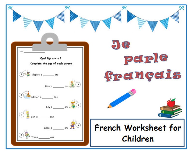 Say Your Age FRENCH Worksheet,simple Writing Exercise to Help Children ...