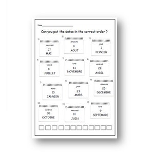 DAYS & MONTHS FRENCH Learning Kids Worksheet / Language Learning French ...