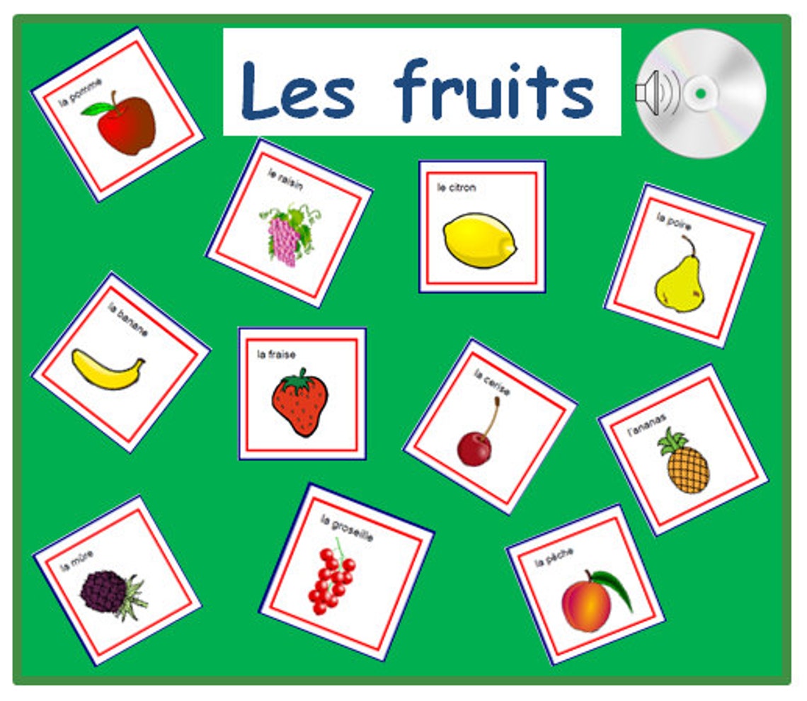 FRUIT FRENCH FLASHCARDS With Pronunciation on Audio File,french Food ...