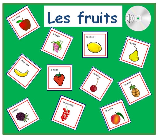 FRUIT FRENCH FLASHCARDS With Pronunciation on Audio File,french Food ...