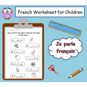 FRENCH TEACHER Literacy Worksheet/kids Activities Printables for ...