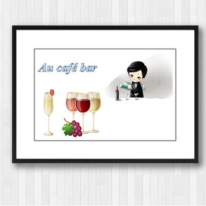 Cafe Bar,french Poster,france,barman Decor,french Cafe Decor,french Bar ...