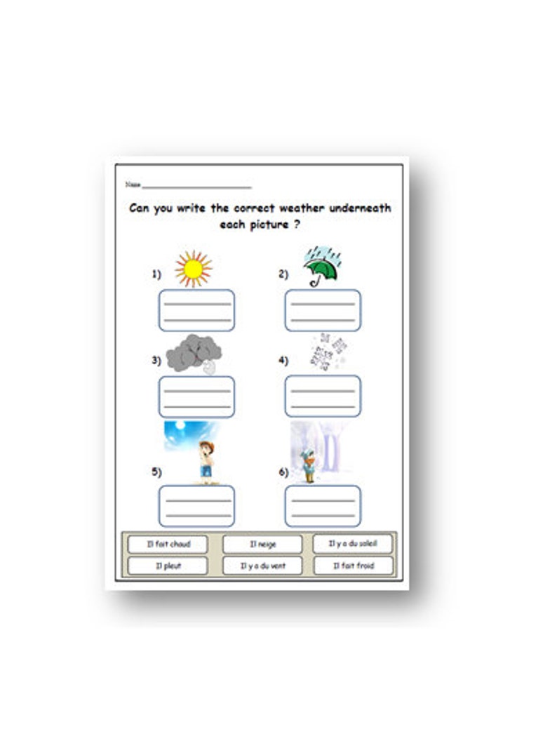 LANGUAGE RESOURCES Weather Vocabulary FRENCH Learning / French ...