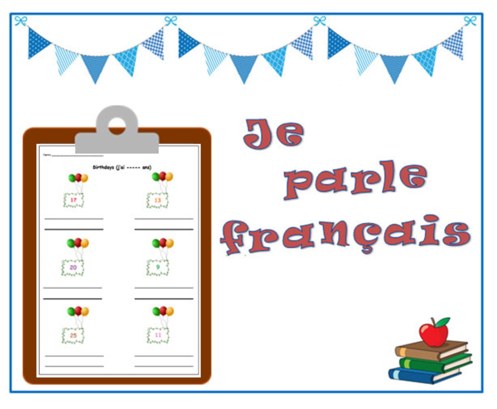 BIRTHDAY TOPIC FRENCH Printable / Learn Your Age With Birthday ...