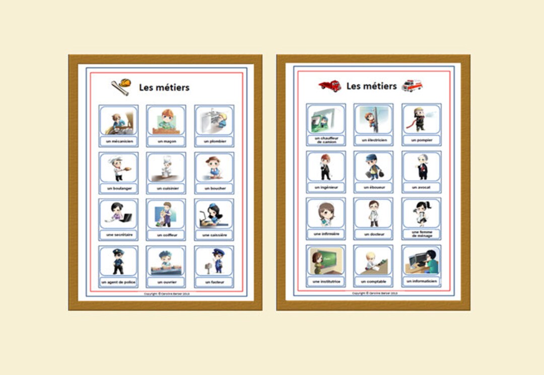 CLASSROOM WALL ART / French Poster Words / Jobs / Tasks / Careers ...