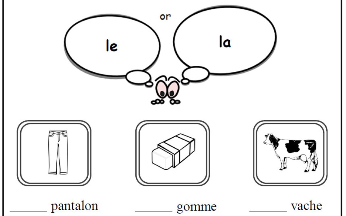 MASCULINE or FEMININE FRENCH Printable Genders Activity Kids / Learning ...