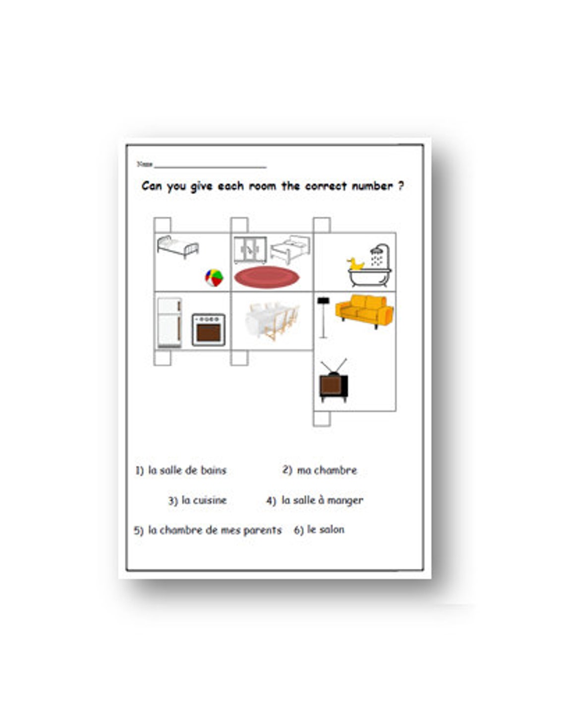 FRENCH WORDS Rooms of the House / Activity Kid / Education Printables ...