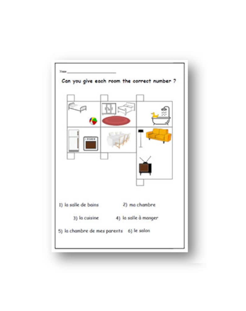 FRENCH WORDS Rooms of the House / Activity Kid / Education Printables ...