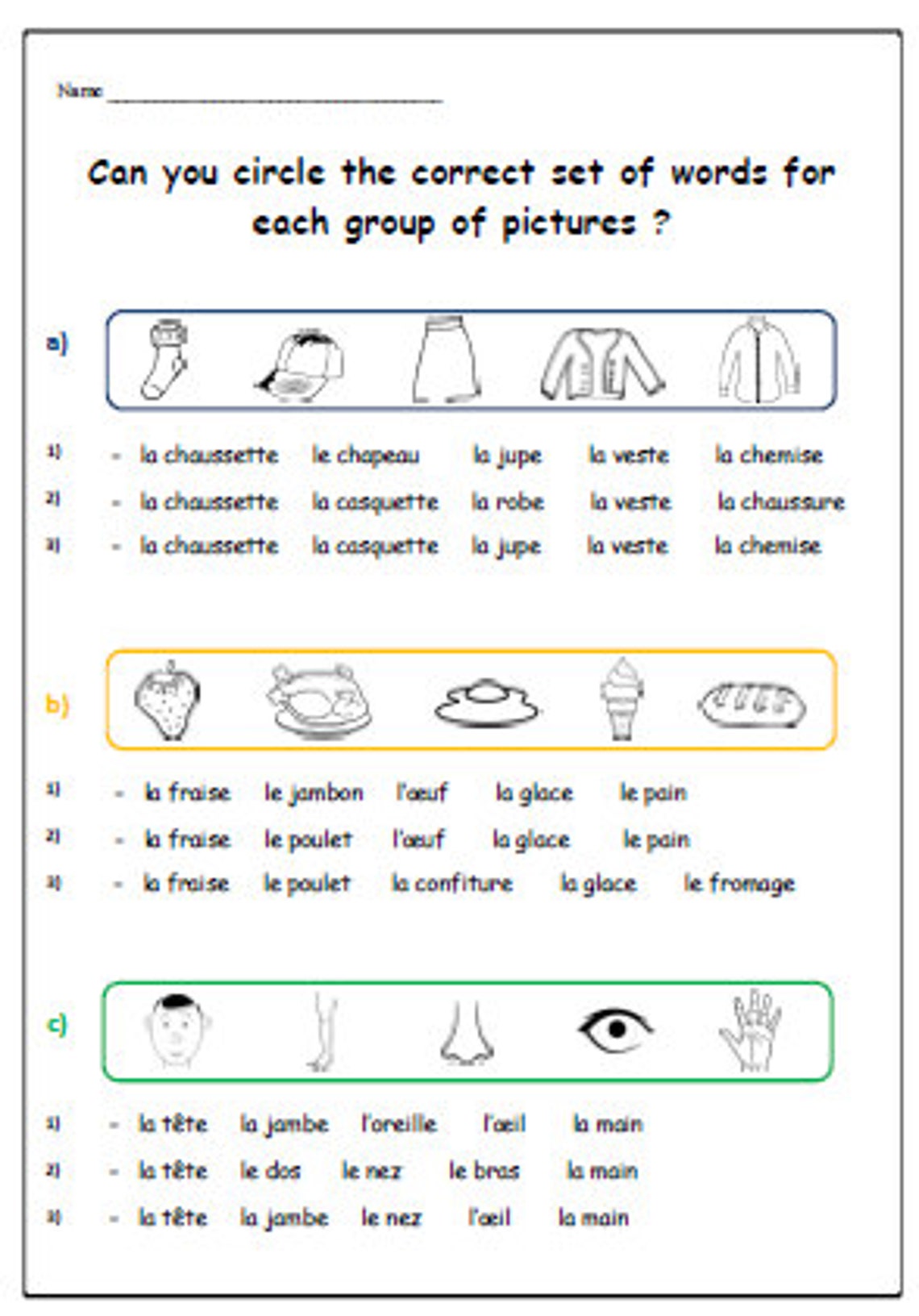 FRENCH LEARNING / French Worksheet Printable for Children / Basic ...
