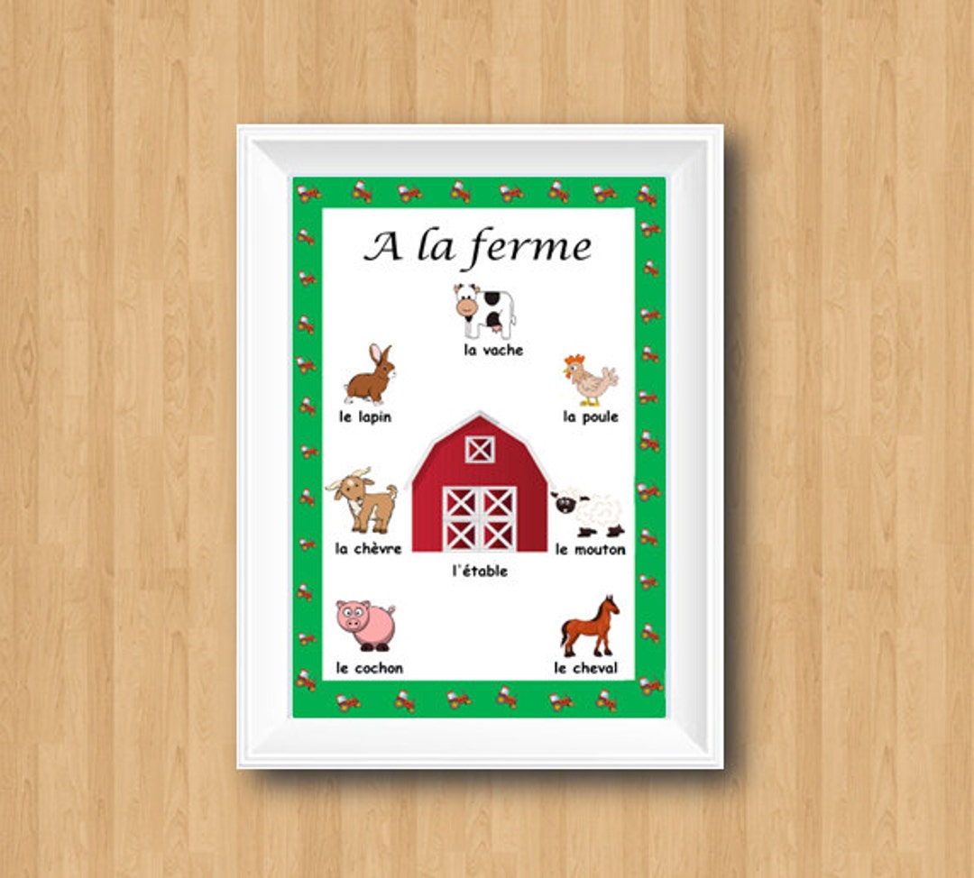 A La Ferme / FARM FRENCH POSTER / French for Kids French Learning ...