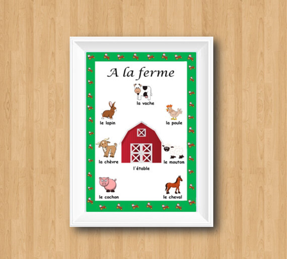 A La Ferme / FARM FRENCH POSTER / French for Kids French Learning ...