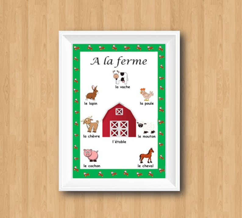 A La Ferme / FARM FRENCH POSTER / French for Kids French Learning ...