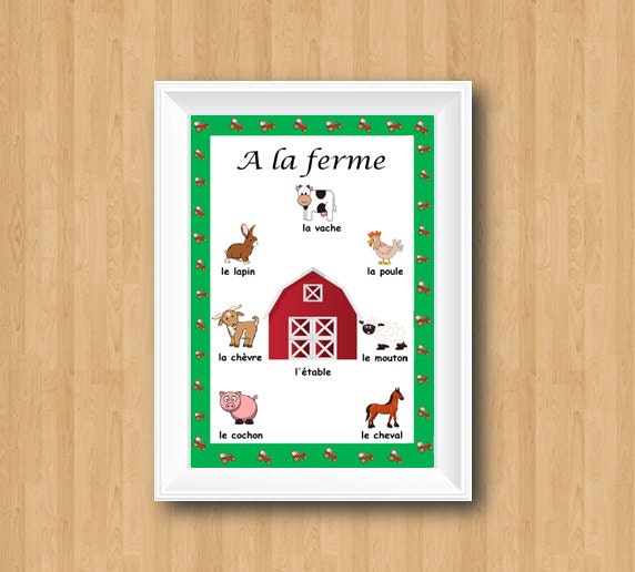 A La Ferme / FARM FRENCH POSTER / French for Kids French Learning ...