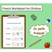 FRENCH for KIDS Fruits Words Language Worksheet / Kids Worksheet French ...