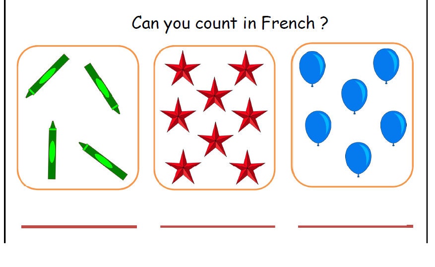 FRENCH LEARNING Worksheet for Counting Numbers / Maths Print Activity ...