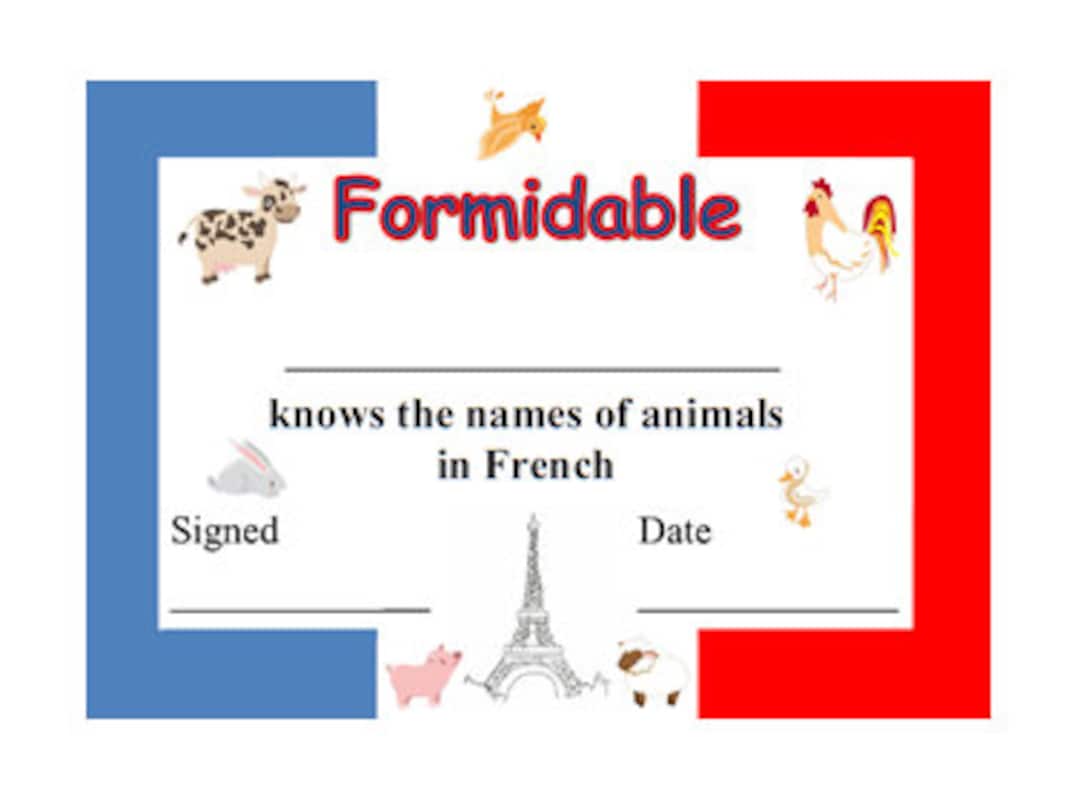 INSTANT DOWNLOAD - Printable FRENCH Language Award - Student Reward ...