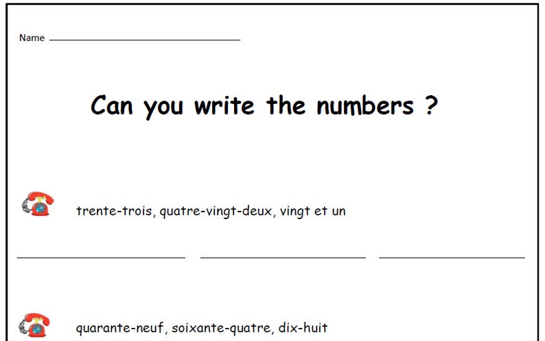 LEARN FRENCH NUMBERS With Worksheet / Primary Printable to Practice ...