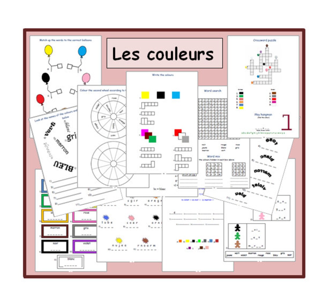 Learning French Colours With Teacher Worksheets / French for Kids ...