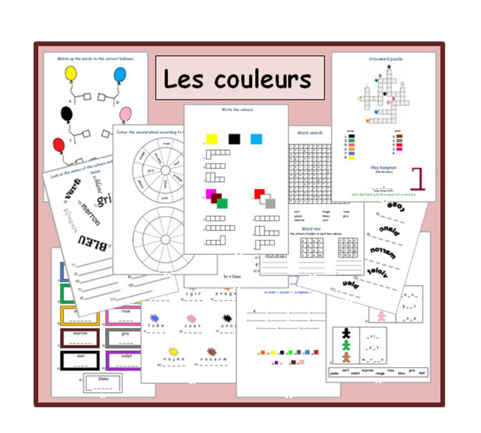 Learning French Colours With Teacher Worksheets / French for Kids ...