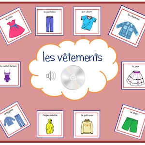 CLOTHES FRENCH FLASHCARDS With Pronunciation on Audio File,items of ...