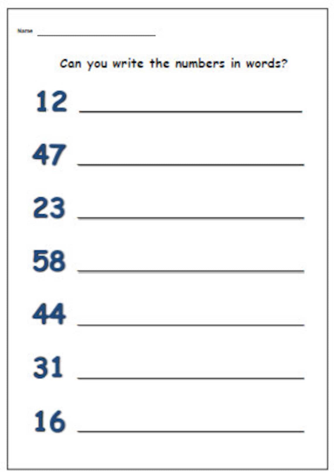 FRENCH NUMBER WORKSHEET Activity,school Printable Resources,ks2,learn ...