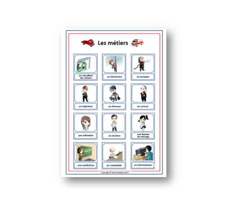 CLASSROOM WALL ART / French Poster Words / Jobs / Tasks / Careers ...