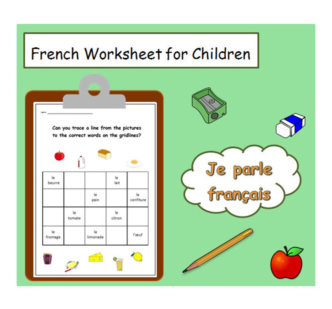 Teacher Worksheet Food Words FRENCH Learning/kids Activities Printables ...