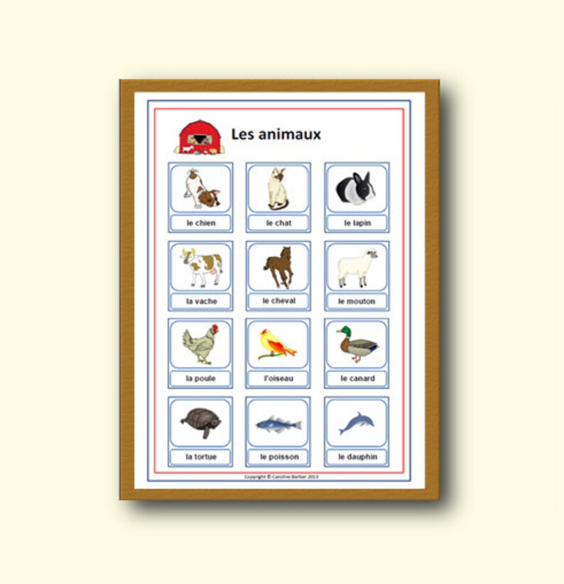 ANIMAL FRENCH SCHOOL Poster / Learn French With Printable Poster ...