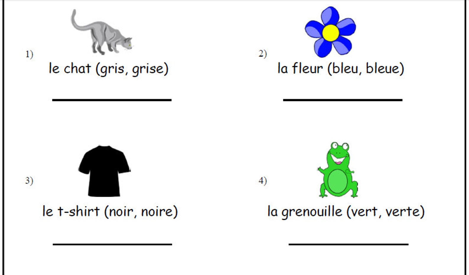 Colour Words FRENCH WORKSHEET With Masculine & Feminine Version,colour ...