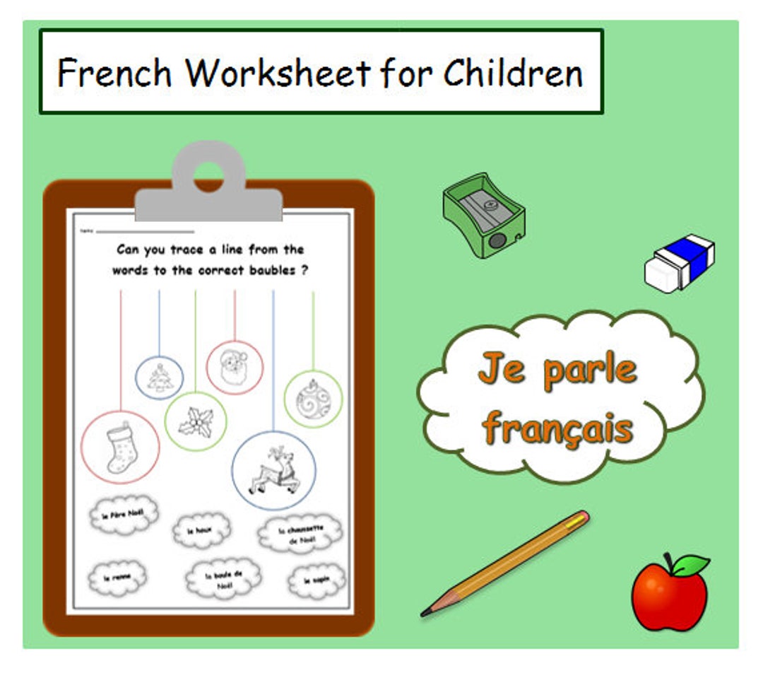 CHRISTMAS KIDS ACTIVITY Printable / French Words Christmas Vocabulary ...