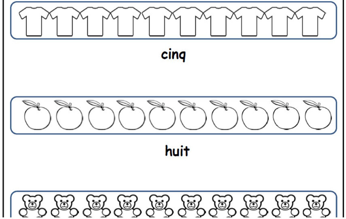COUNTING & COLOURING SHEET With French Printable / Kids Worksheet ...