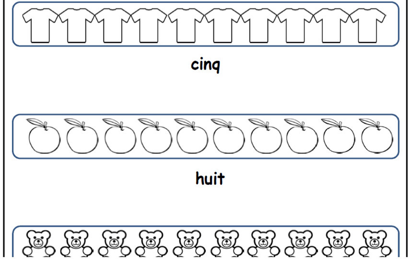 COUNTING & COLOURING SHEET With French Printable / Kids Worksheet ...