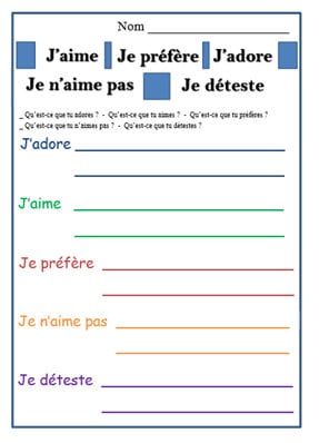 EXPRESS Likes,dislikes & Preferences in French-french Teacher's ...