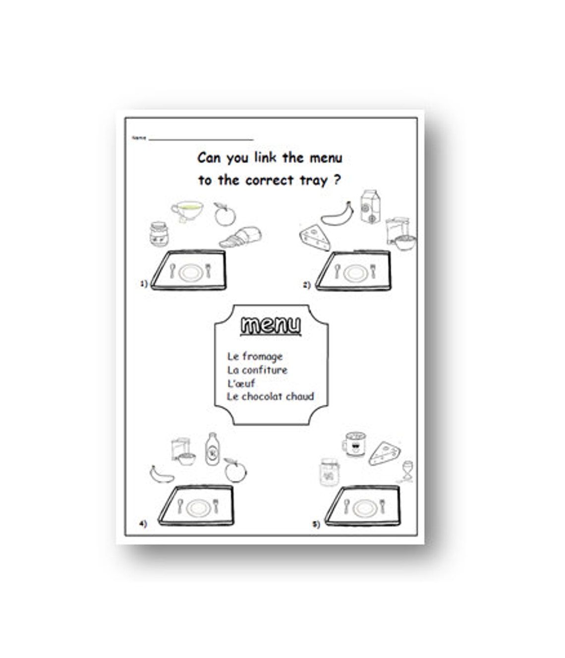 BREAKFAST FRENCH WORKSHEET / French Language Educational Resources ...