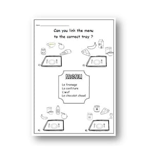 BREAKFAST FRENCH WORKSHEET / French Language Educational Resources ...