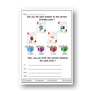 BIRTHDAY FRENCH WORKSHEET/ Matching and Writing Activities French ...