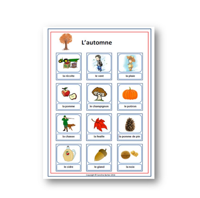 CLASSROOM DECOR POSTER / Autumn French Words Print / Teaching Poster ...