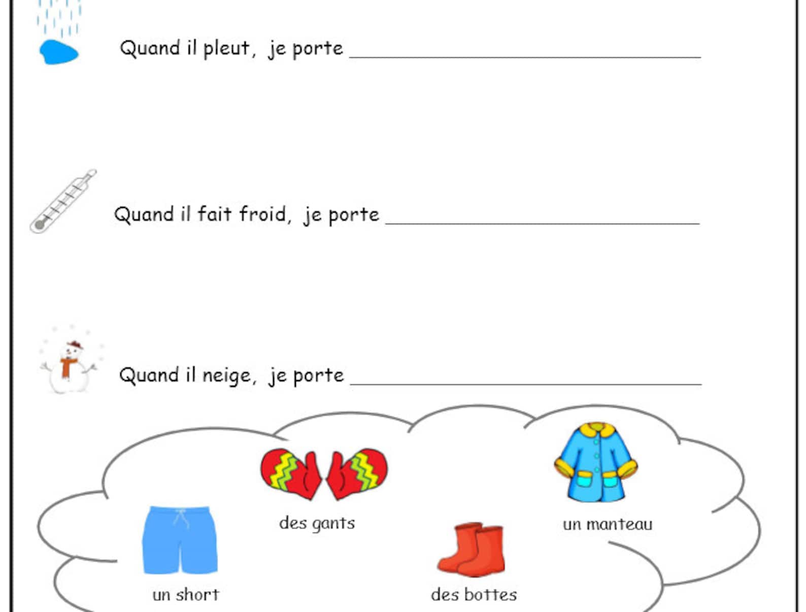 FRENCH TEACHER WORSHEET / Kids Activities Downloadable Printable ...