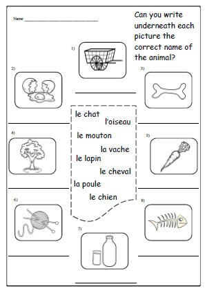 FRENCH LEARNING Animals Kids Activity / French Printable Language ...