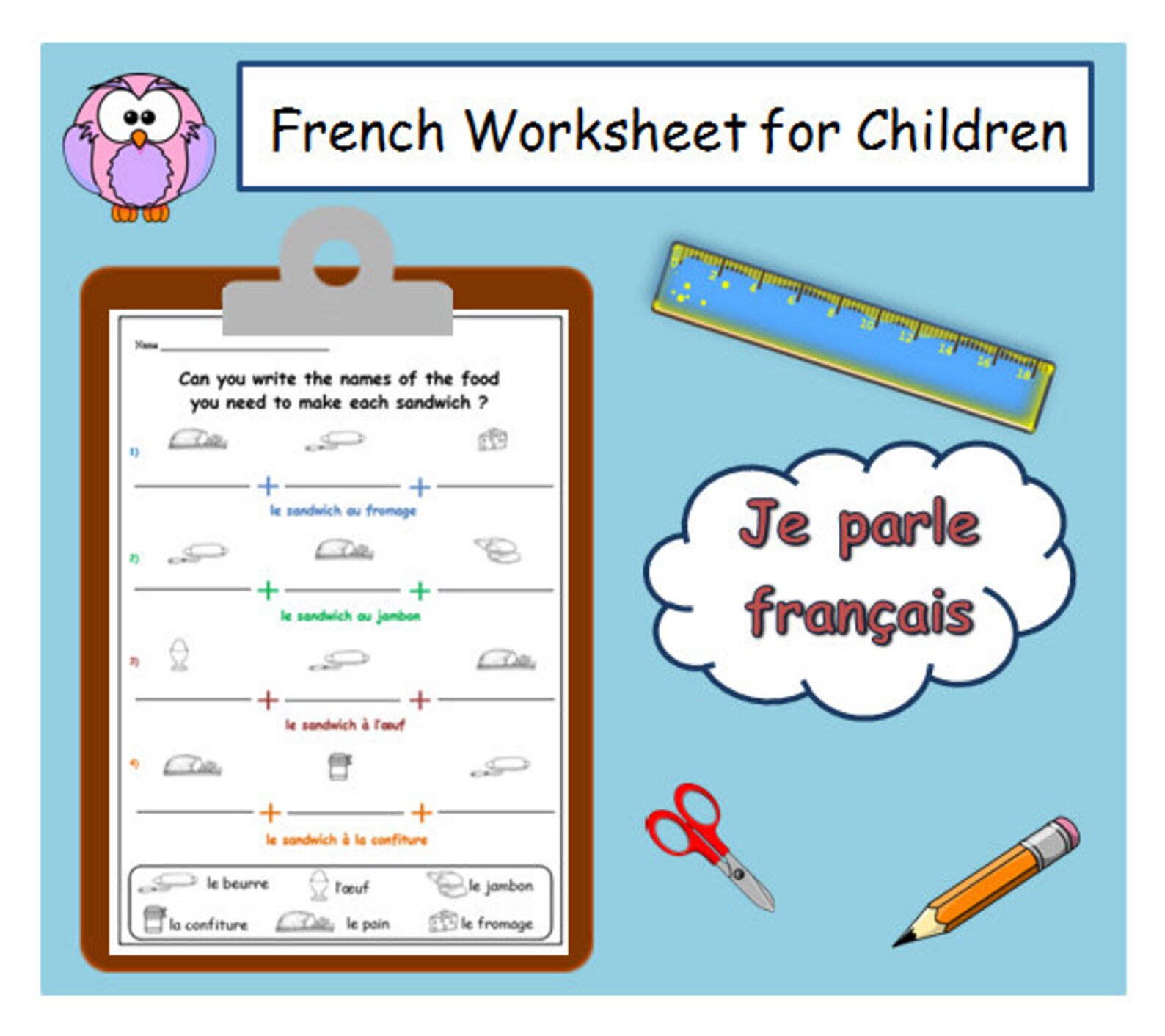 PRINTABLE for LEARNING FRENCH / Food Words Print for Language Student ...