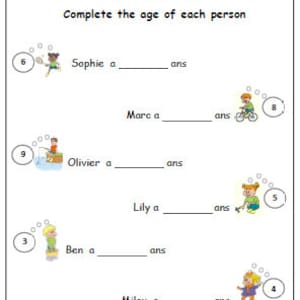 Say Your Age FRENCH Worksheet,simple Writing Exercise to Help Children ...