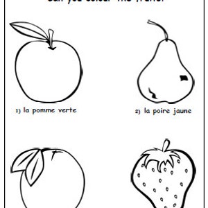 KIDS WORKSHEET Colour Words French Learning /colouring French for Kids ...